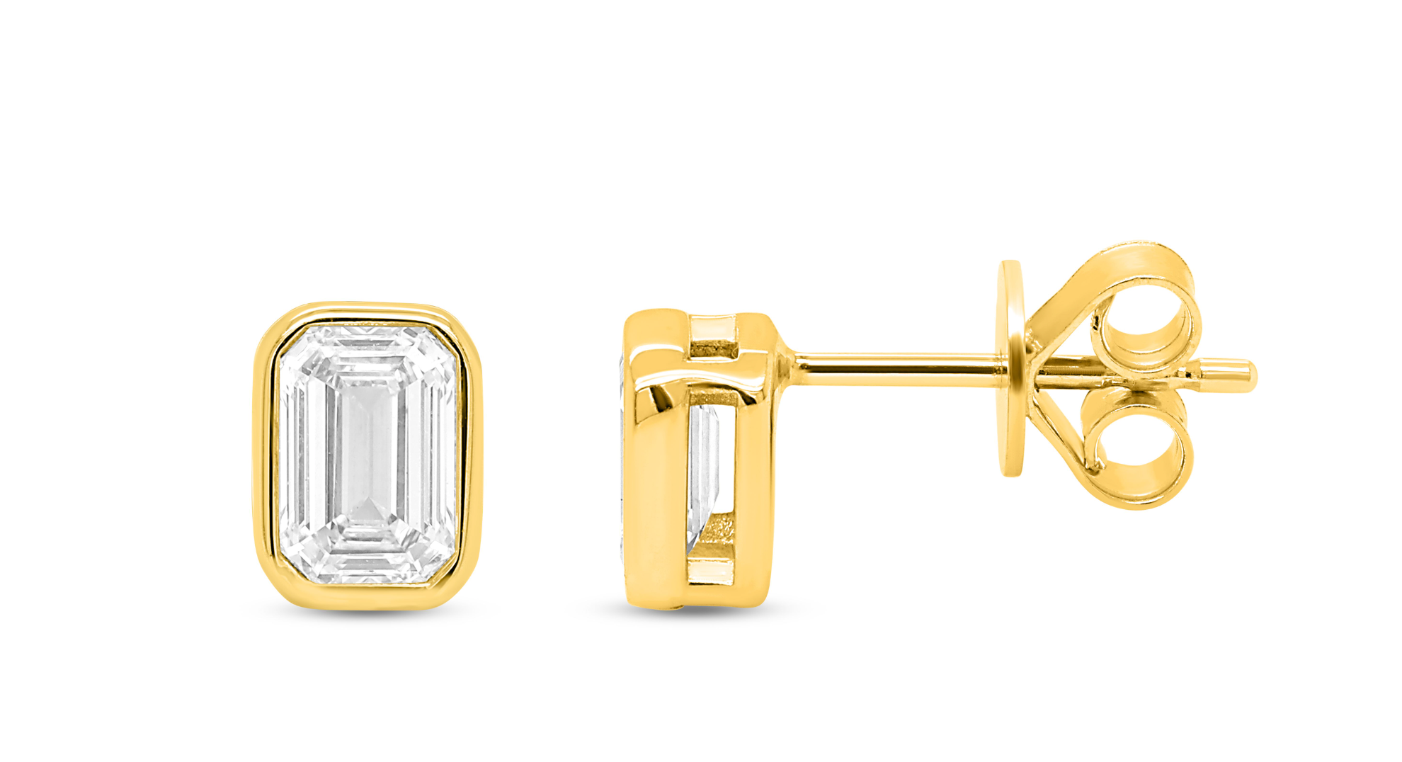 Emerald Cut Lab Grown Bezel Studs – Manthe Schwarz Jewelry